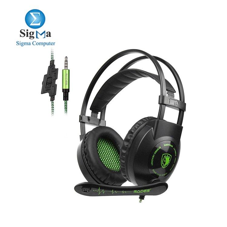 Sades SA801 Over-Ear Stereo Gaming Headset with Microphone Black Green ...